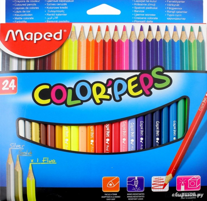 Карандаши цветные COLOR'PEPS, 24 цвета, треугольные - Издательство ...
